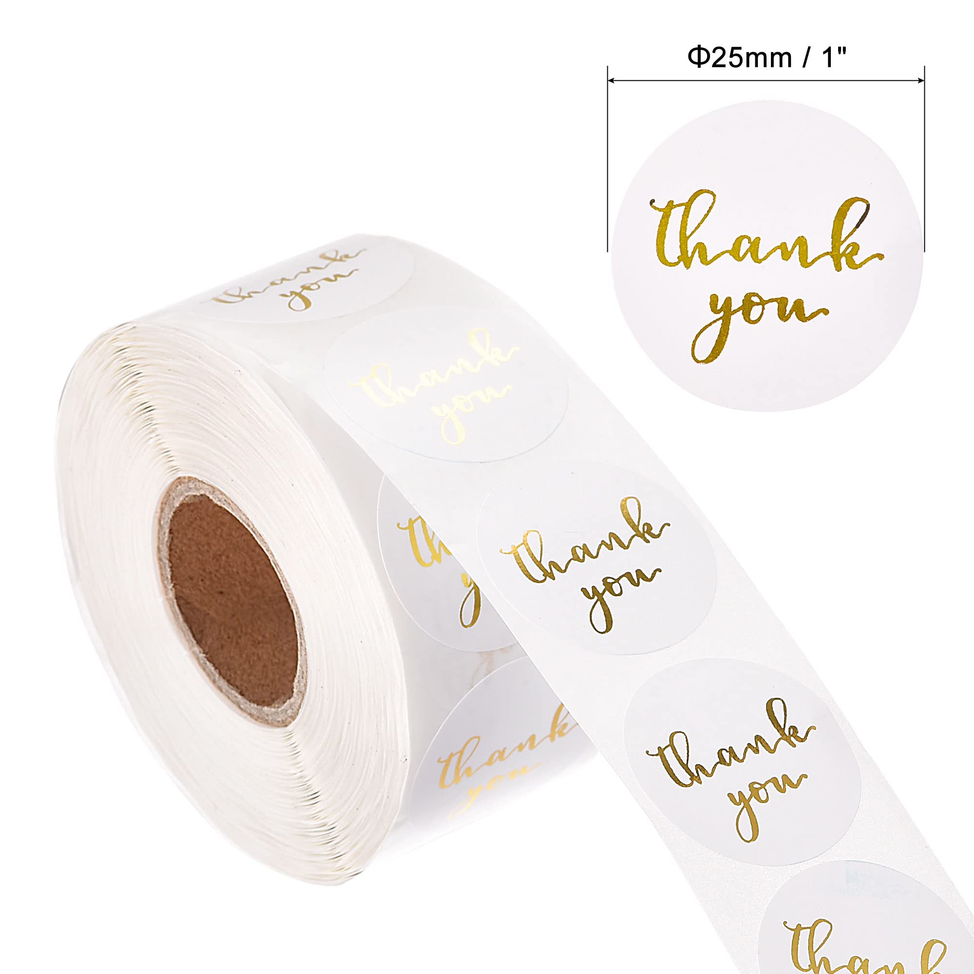 MECCANIXITY Thank You Stickers Roll 1 Inch 500 Pieces Labels White for Envelope, Package, Cake Box, Small Business, Wedding, Party