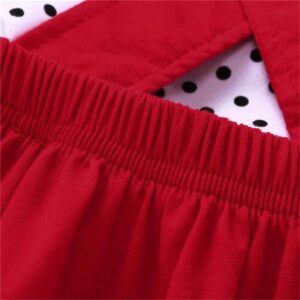 Toddler Baby Girls Valentine's Day Outfits Long Sleeve Dot Heart Shirt Top Red Suspender Skirt Clothes Set(Red, 2-3T(90)）