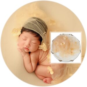 Zeroest Newborn Photo Props Photography Wrap for Babies Lace-Tulle Wraps Blanket Baby Boy Girl Photo Shoot Outfits (Beige)