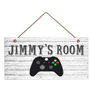 gamer's sign, rustic game controller room sign, personalized sign, kid's name, kids door sign, nursery art, 5" x 10" sign