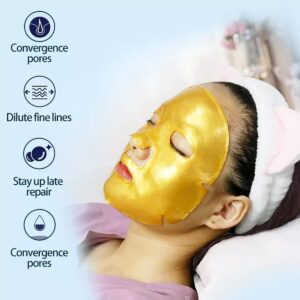 ObiPosay Collagen Facial Masks (10-Pc) - Vegan Gold Facial Mask - Anti Aging,Puffiness, Moisturizing, Deep Tissue Rejuvenation and Hydrates Skin