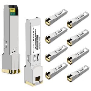 opstran 1000base-t sfp rj45 copper transceiver module compatible with juniper qfx-sfp-1ge-t srx-sfp-1ge-t ex-sfp-1ge-t 100m cat5e/6 10 pack