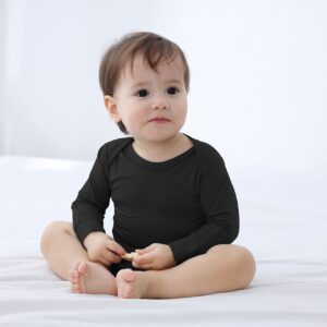 GUISBY Baby Bodysuit with Mitten Cuffs, Long Sleeve Bodysuit Babies Black Newborn