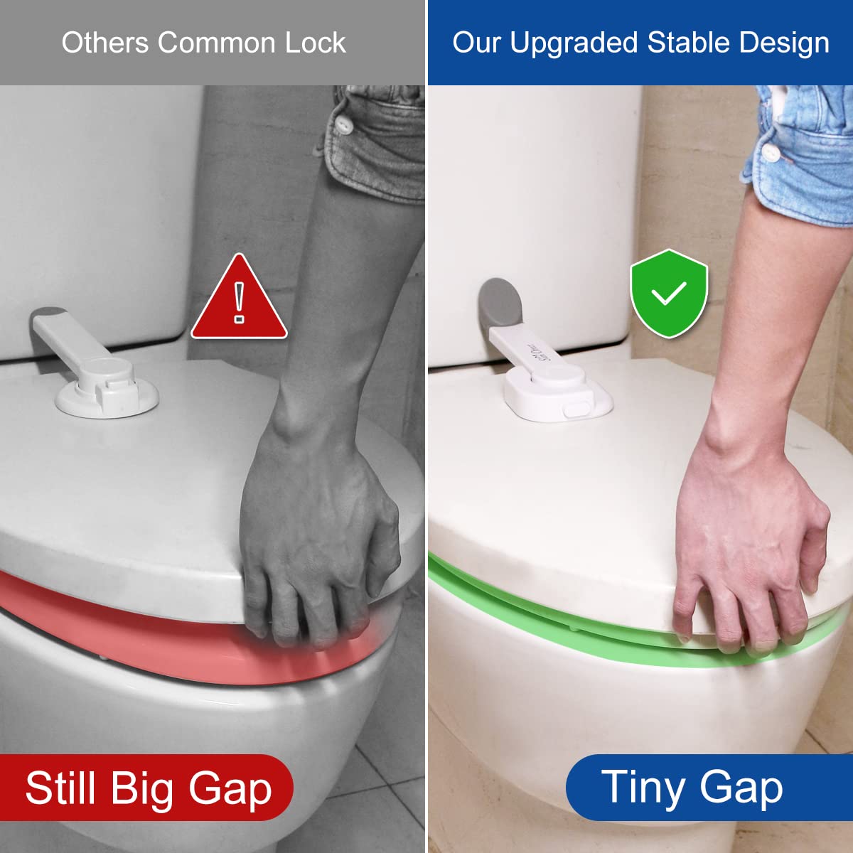 SumDirect Child Safety Toilet Lock - 3Pcs Upgraded Adhesive Baby Proof Toilet Seat Lock for Toddler, Kid, Pet with Strong Adhesive,No Tools Installation (3Pcs, White)