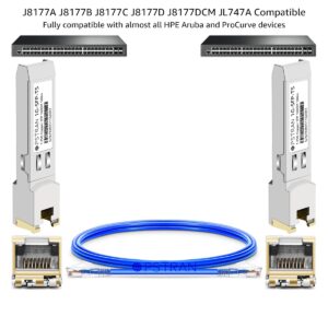 OPSTRAN 1000BASE-T SFP RJ45 Copper Transceiver Module Compatible with HPE Aruba J8177D J8177DCM JL747A Procurve J8177C J8177B J8177A 100m Cat5e/6