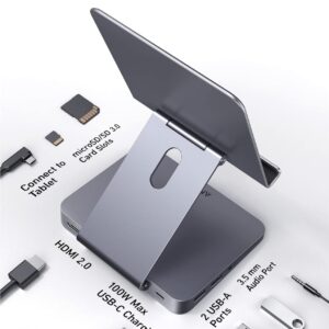 Anker , 551 USB-C Hub (8-in-1), with Foldable Tablet Stand, Dock, 4K HDMI, 2 USB-A Data Ports, for iPad Pro 5th Gen / iPad Air 5th Gen/iPad Mini 6th and Later (Silver)