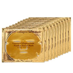 obiposay collagen facial masks (10-pc) - vegan gold facial mask - anti aging,puffiness, moisturizing, deep tissue rejuvenation and hydrates skin