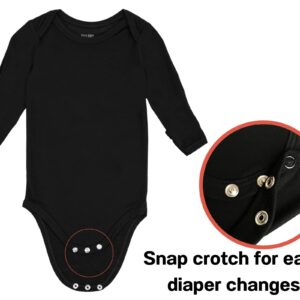 GUISBY Baby Bodysuit with Mitten Cuffs, Long Sleeve Bodysuit Babies Black Newborn