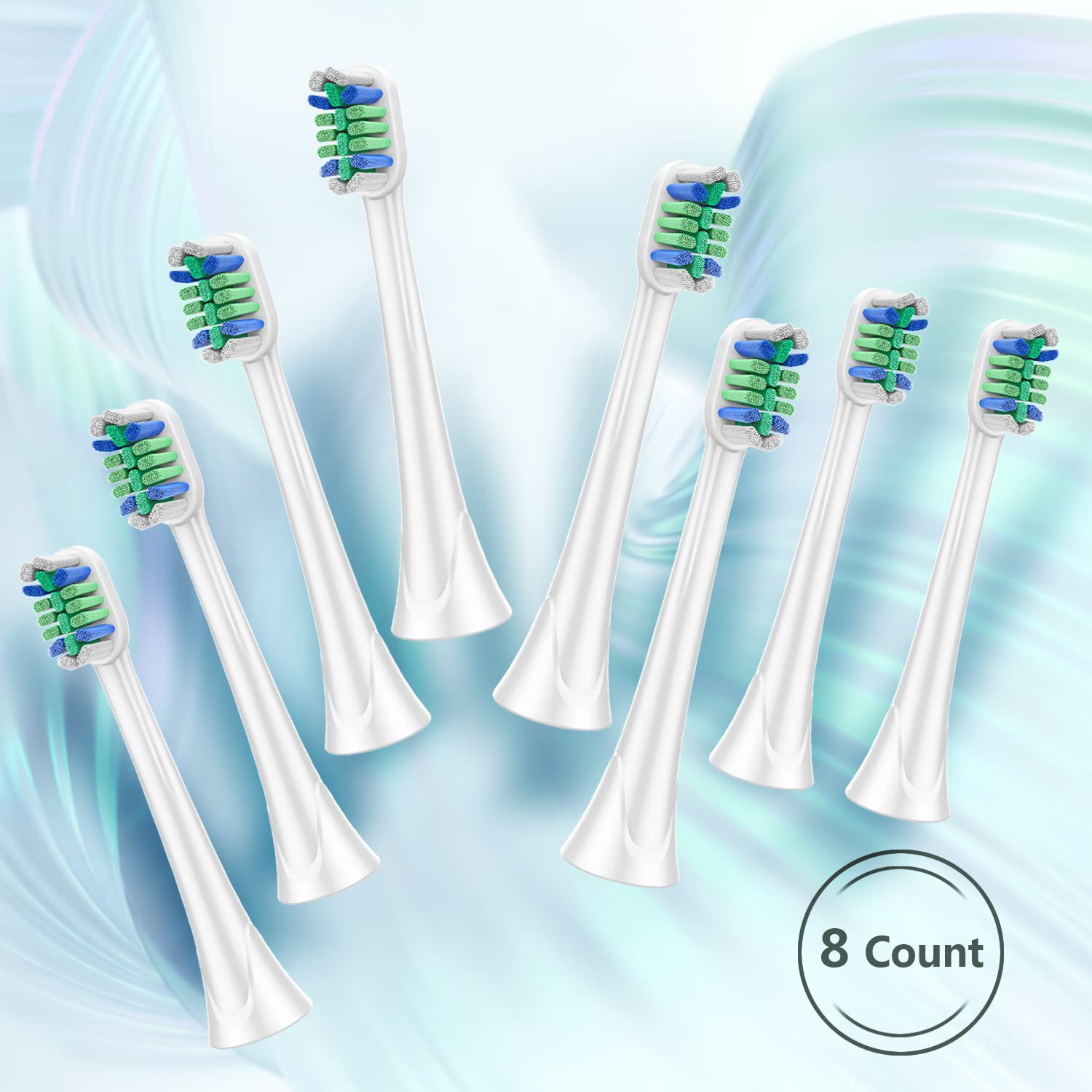 BUKURII Replacement Toothbrush Heads Compatible with Philips Sonicare Electric Toothbrushes, 8PCS, Fit for ProtectiveClean Handles 4100 5100 1100 2100 6500 7500, Refills for c2 c3 g2 w3