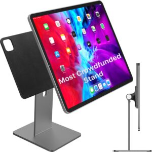 charjenpro magflott v1.0 magnetic stand for ipad pro 12.9”, ipad air 13" m2 (2024). gray. successful kickstarter campaign. includes 6’ usb c curved cable.