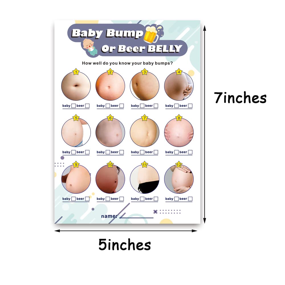 Beer Belly or Pregnant Belly, Baby Shower Game, Baby Bump or Beer Belly, Guessing Game, Fun Baby Shower Game, Gender Reveal Voting Cards, Girl or Boy 30 Pack (Each Game with Answer)