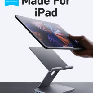 Anker , 551 USB-C Hub (8-in-1), with Foldable Tablet Stand, Dock, 4K HDMI, 2 USB-A Data Ports, for iPad Pro 5th Gen / iPad Air 5th Gen/iPad Mini 6th and Later (Silver)