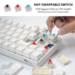 CMUNBBB RK61 Wired 60% Mechanical Gaming Keyboard RGB Backlit Ultra-Compact Hot-Swappable Brown Switch White (Color : White, Size : HotSwappable Red Switch)