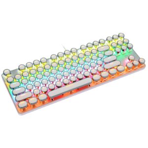 type writer keyboard, typewriter-style steampunk mechanical gaming keyboards blue switch with 9 true rgb backlight modes and 87-key wired keyboard with spill-resistant (round keycaps)