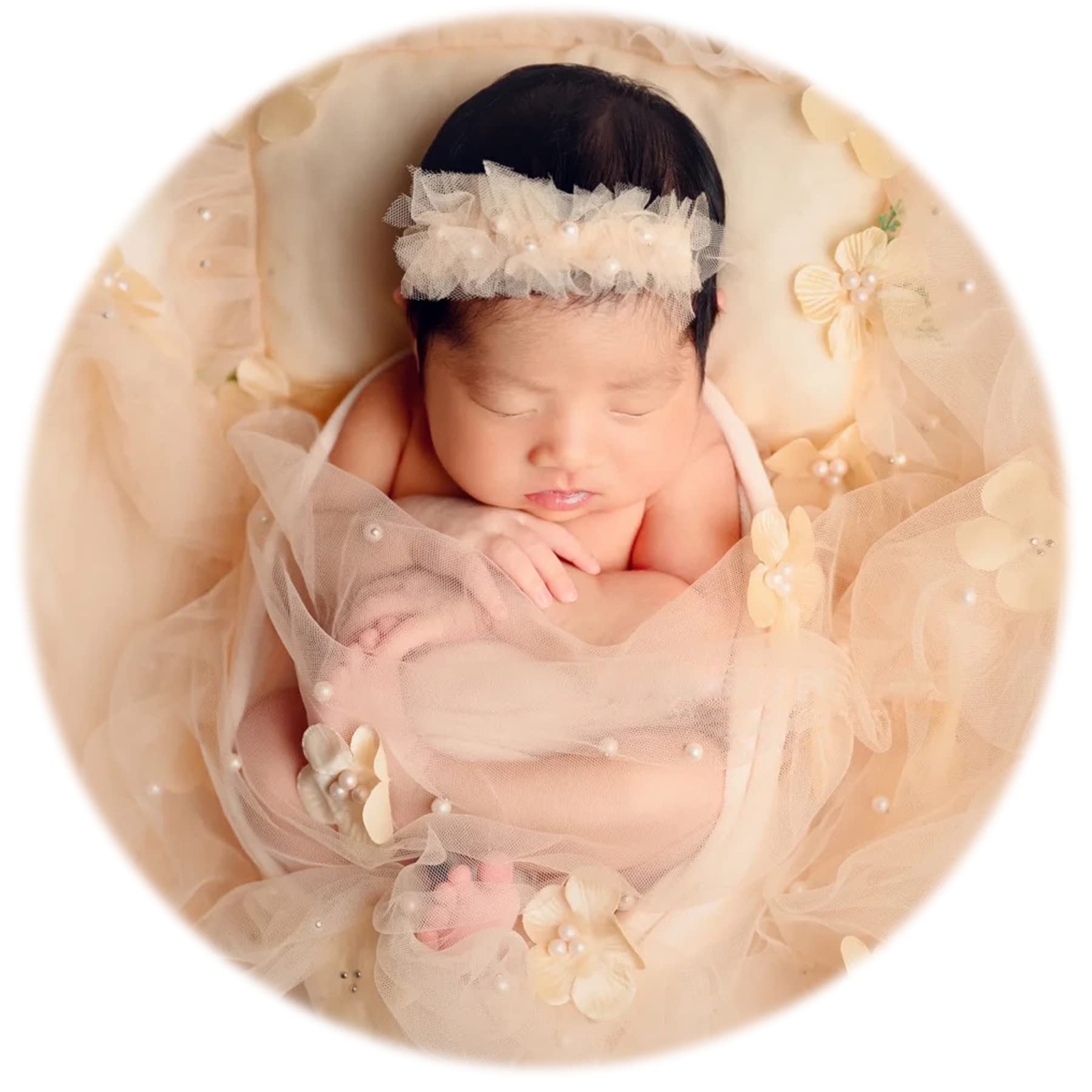 Zeroest Newborn Photo Props Photography Wrap for Babies Lace-Tulle Wraps Blanket Baby Boy Girl Photo Shoot Outfits (Beige)