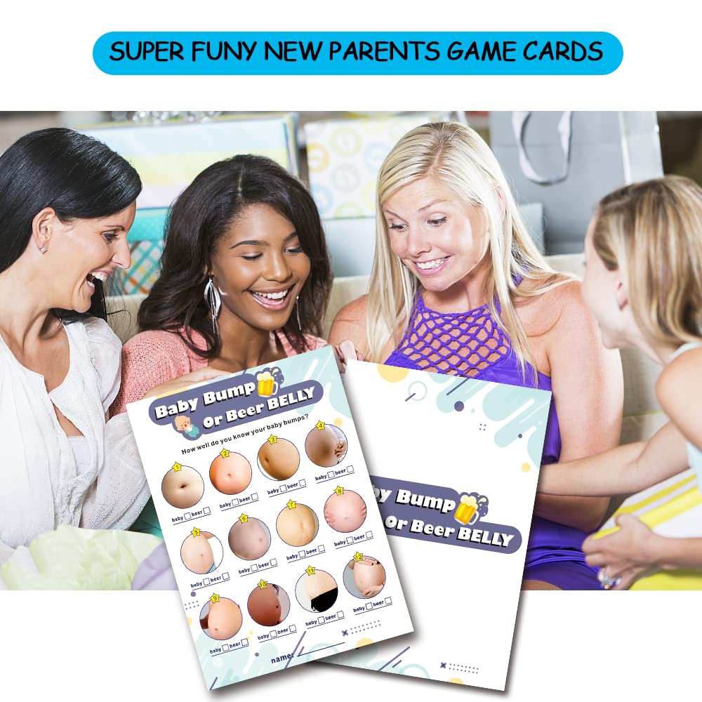 Beer Belly or Pregnant Belly, Baby Shower Game, Baby Bump or Beer Belly, Guessing Game, Fun Baby Shower Game, Gender Reveal Voting Cards, Girl or Boy 30 Pack (Each Game with Answer)