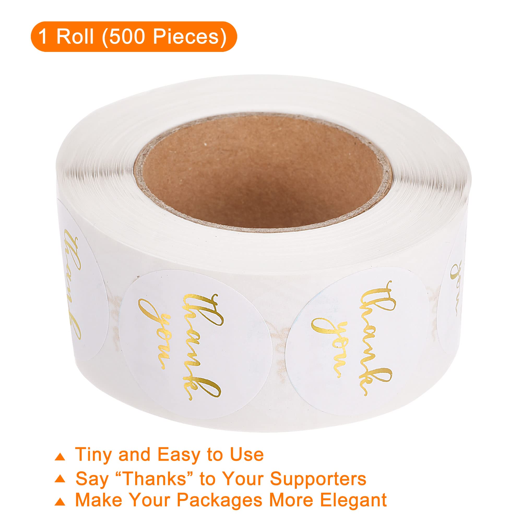 MECCANIXITY Thank You Stickers Roll 1 Inch 500 Pieces Labels White for Envelope, Package, Cake Box, Small Business, Wedding, Party