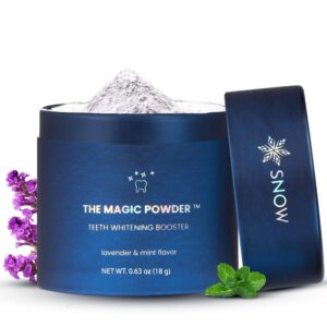 snow magic toothpaste whitening booster powder - teeth whitening & brightening powder - oral care with calcium carbonate - great addition to teeth whitening kits - lavender & mint flavor, 18g