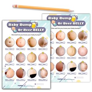 beer belly or pregnant belly, baby shower game, baby bump or beer belly, guessing game, fun baby shower game, gender reveal voting cards, girl or boy 30 pack (each game with answer)