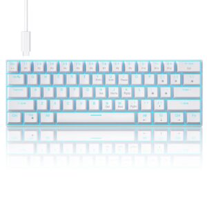 cmunbbb 60 percent mechanical gaming keyboard, white gaming keyboard with red