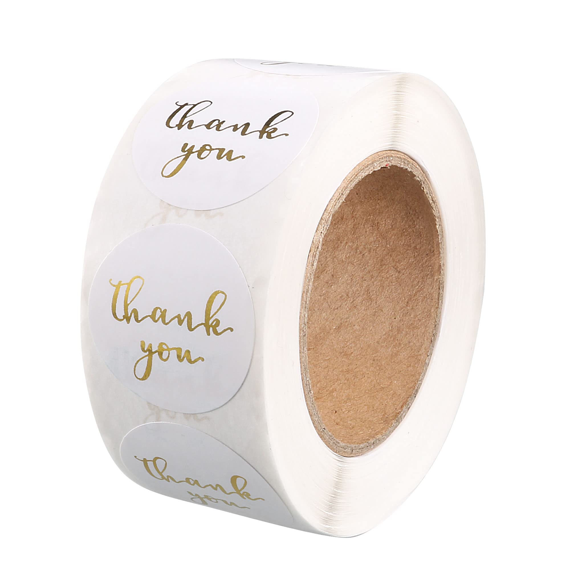 MECCANIXITY Thank You Stickers Roll 1 Inch 500 Pieces Labels White for Envelope, Package, Cake Box, Small Business, Wedding, Party