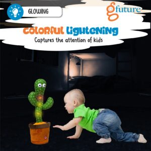 GFUTURE Dancing Cactus Mimicking Toys for Babies and Kids, Repeat What You Say Sunny Cactus Plush Toy with Kids Friendly 75 Songs and Music Kids Adjust Volume 12 Inches, USB Charger