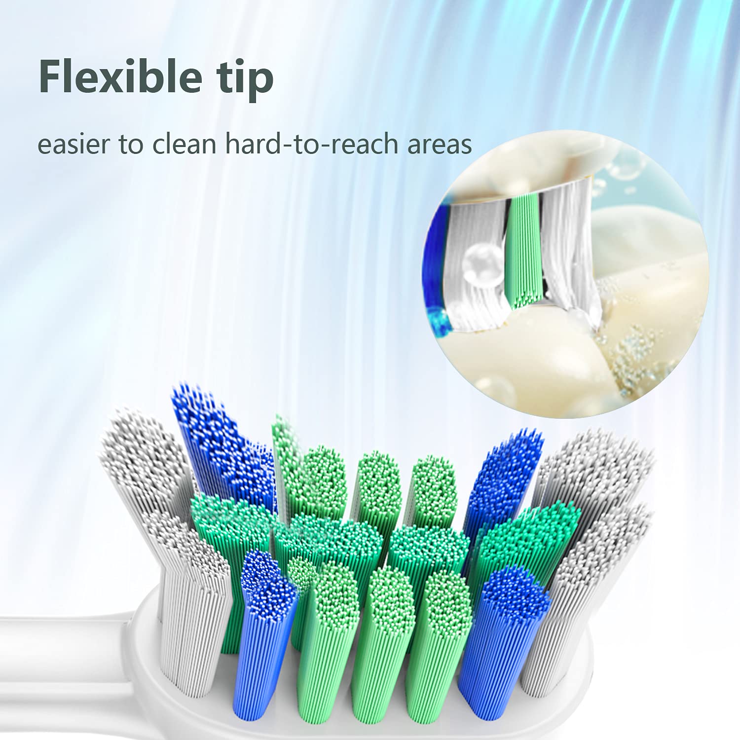 BUKURII Replacement Toothbrush Heads Compatible with Philips Sonicare Electric Toothbrushes, 8PCS, Fit for ProtectiveClean Handles 4100 5100 1100 2100 6500 7500, Refills for c2 c3 g2 w3