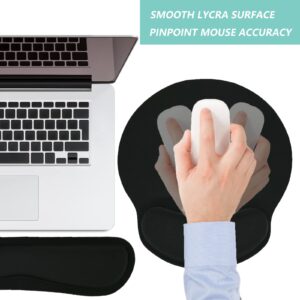 Keyboard Wrist Rest Pad Mouse Pad with Wrist Support, Ergonomic Memory Foam Mouse Wrist Cushion Support for Home Office Laptop Computer Working Gaming (Black)