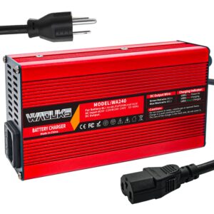 WAOUKS 84V 3A Charger 84V Li-ion Battery Charger with Cooling Fan Red Aluminum Case Used for 20S 72V 74V Lithium Battery Pack,84V Smart Charger DC Output 3pin C13 Ping Connector