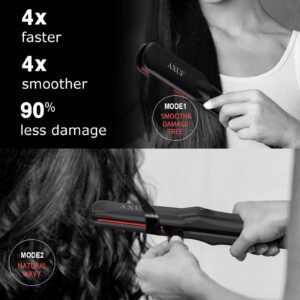 AXUF Hair Straightener 1.57'' Wide Plate, Ceramic Flat Iron for Hair with 5 Temp Setting, Hair Straightener and Curler 2 in 1 Dual Voltage 15S Fast Heating, Auto-Off Hair Iron