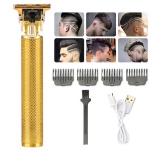 you future upgrated hair trimmer for men, t-blade cordless clippers wizh 4 guide comb, zero gapped electric trimmer & usb rechargeable, hair cutting kit & grooming kit (gold)