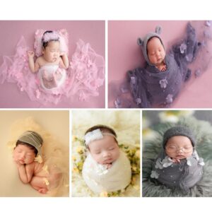 Zeroest Newborn Photo Props Photography Wrap for Babies Lace-Tulle Wraps Blanket Baby Boy Girl Photo Shoot Outfits (Beige)