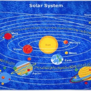 Kids/Baby Room/Daycare/Classroom/Playroom Solar System Learning Carpet Game Room Blue Design (5' X 7’)