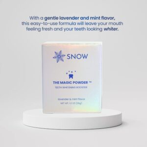 SNOW Magic Toothpaste Whitening Booster Powder - Teeth Whitening & Brightening Powder - Oral Care with Calcium Carbonate - Great Addition to Teeth Whitening Kits - Lavender & Mint Flavor, 18g