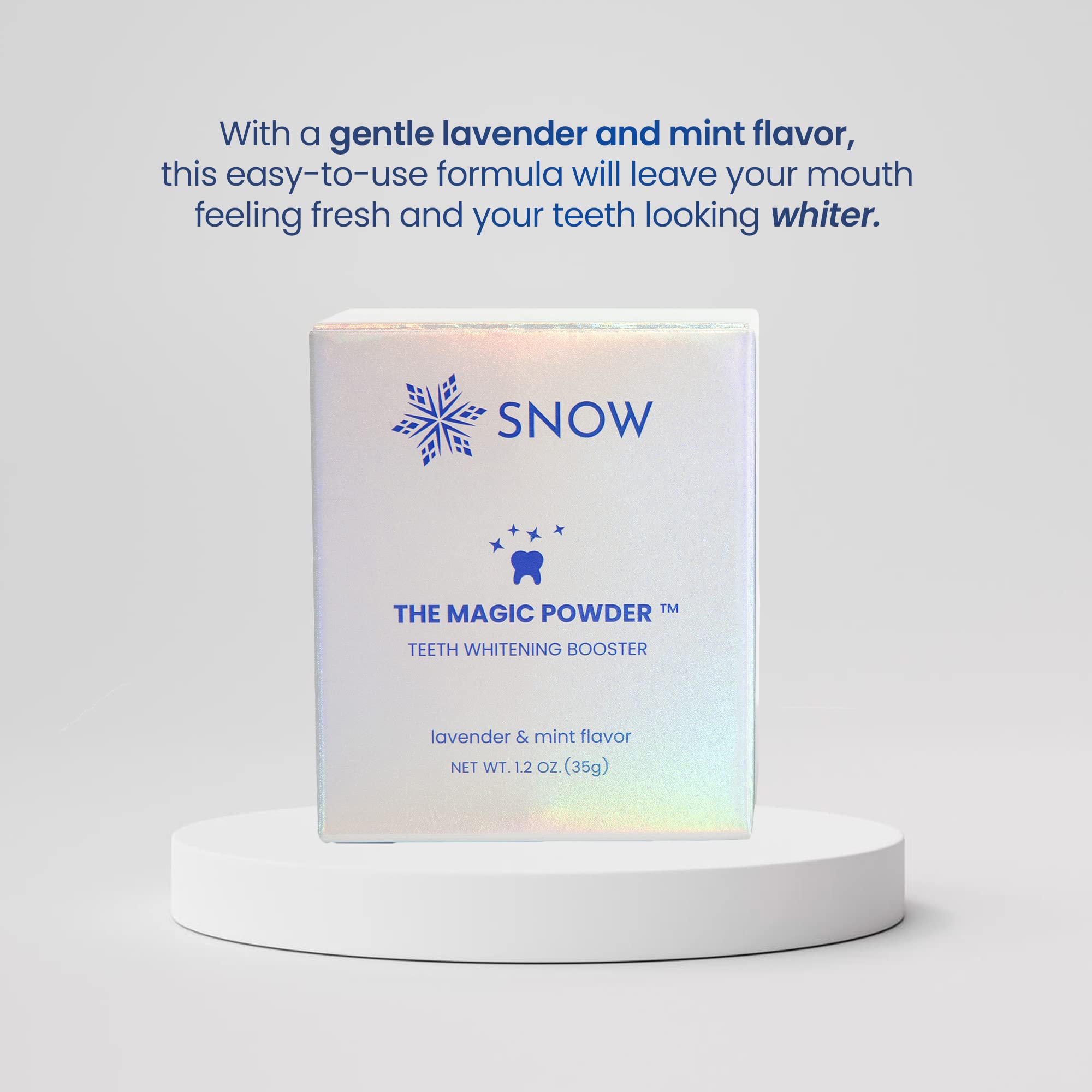 SNOW Magic Toothpaste Whitening Booster Powder - Teeth Whitening & Brightening Powder - Oral Care with Calcium Carbonate - Great Addition to Teeth Whitening Kits - Lavender & Mint Flavor, 18g