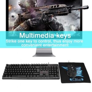 Zyyini Gaming Keyboard and Mouse Mice Pad Set, 19 Keys Three-Colour Backlit Gaming Keyboard,75 Degree Bevel Base,Four DPI 800/1200/1600/2000 Adjustable Mice,for PC Office Gaming Keypad