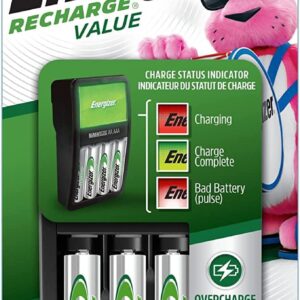 Energizer Rechargeable AAA Batteries and Rechargeable AA and AAA Battery Charger with 4 AA NiMH Rechargeable Batteries Kit, 12 Count