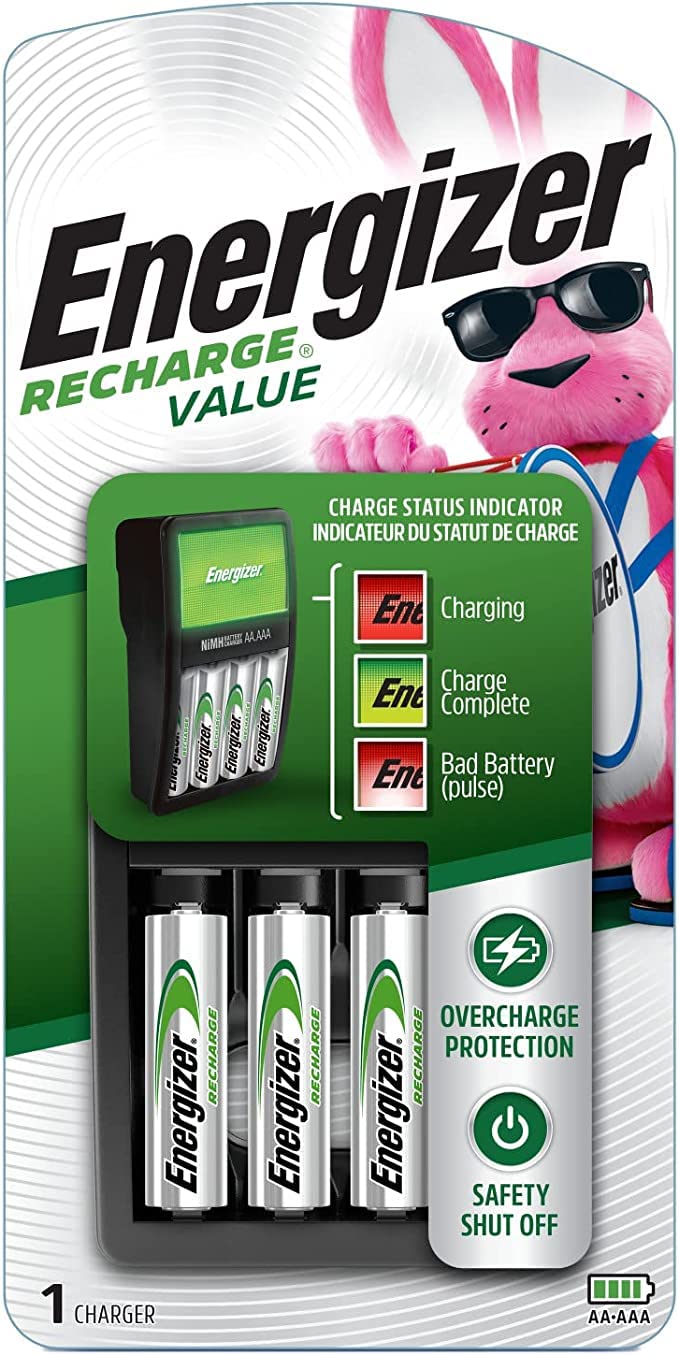 Energizer Rechargeable AAA Batteries and Rechargeable AA and AAA Battery Charger with 4 AA NiMH Rechargeable Batteries Kit, 12 Count