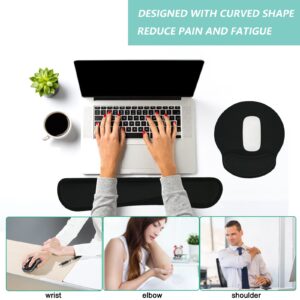 Keyboard Wrist Rest Pad Mouse Pad with Wrist Support, Ergonomic Memory Foam Mouse Wrist Cushion Support for Home Office Laptop Computer Working Gaming (Black)