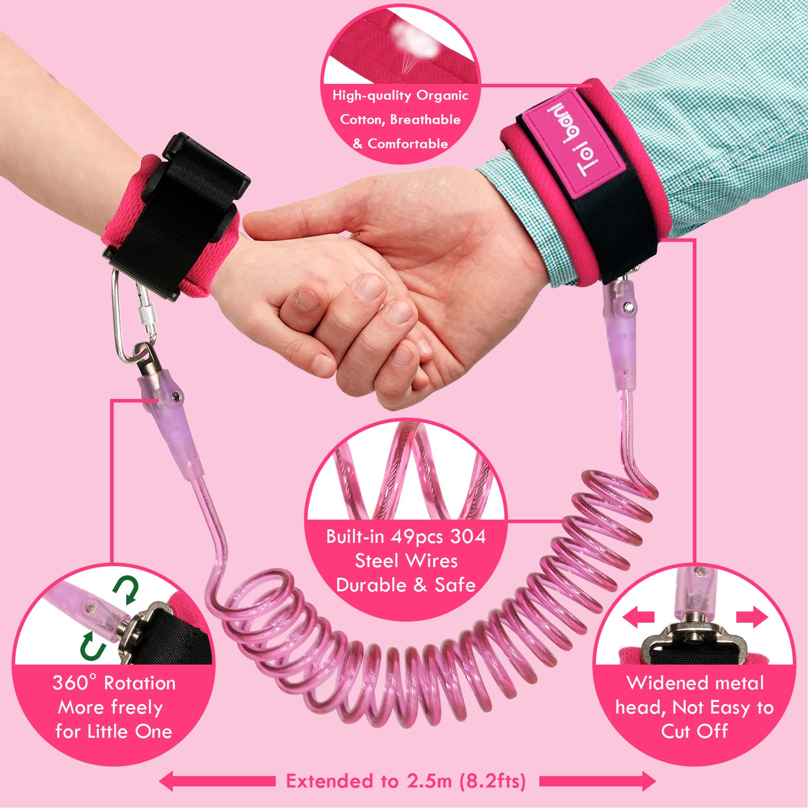 Toddler Leash for Girls, 4-in-1 Toddler Safety Harness Leash, Anti Lost Wrist Link Safety Wrist for Toddlers, Child, Babies & Kids, Backpack Leash for Toddlers (Unicorn)