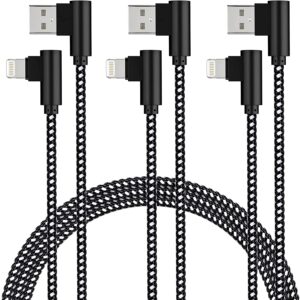 iphone charger cable 10ft lightning cable 90 degree angled 3pack nylon braided apple mfi certified data sync cord for iphone 13/13pro/12/11/11pro/11max/x/xs/xr/xs max/8/7/6 (white, 10ft)