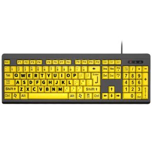 adadmei large print computer keyboard, wired usb high contrast keyboard, oversized big letters keyboard for visually impaired low vision individuals, seniors, students, computer beginners