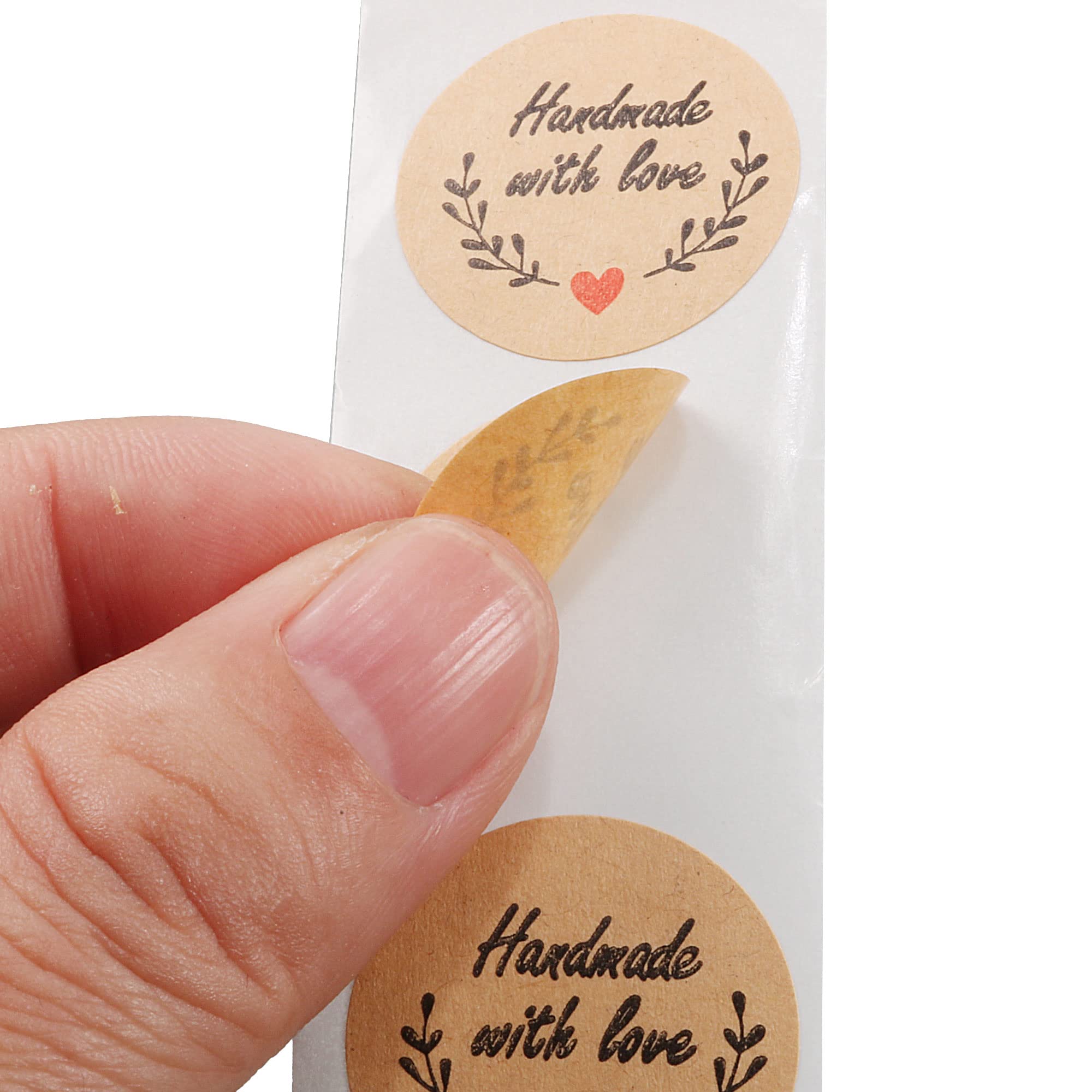 MECCANIXITY Handmade with Love Stickers Roll 1 Inch 500 Pieces Labels for Baking Packaging, Cake Box, Envelope