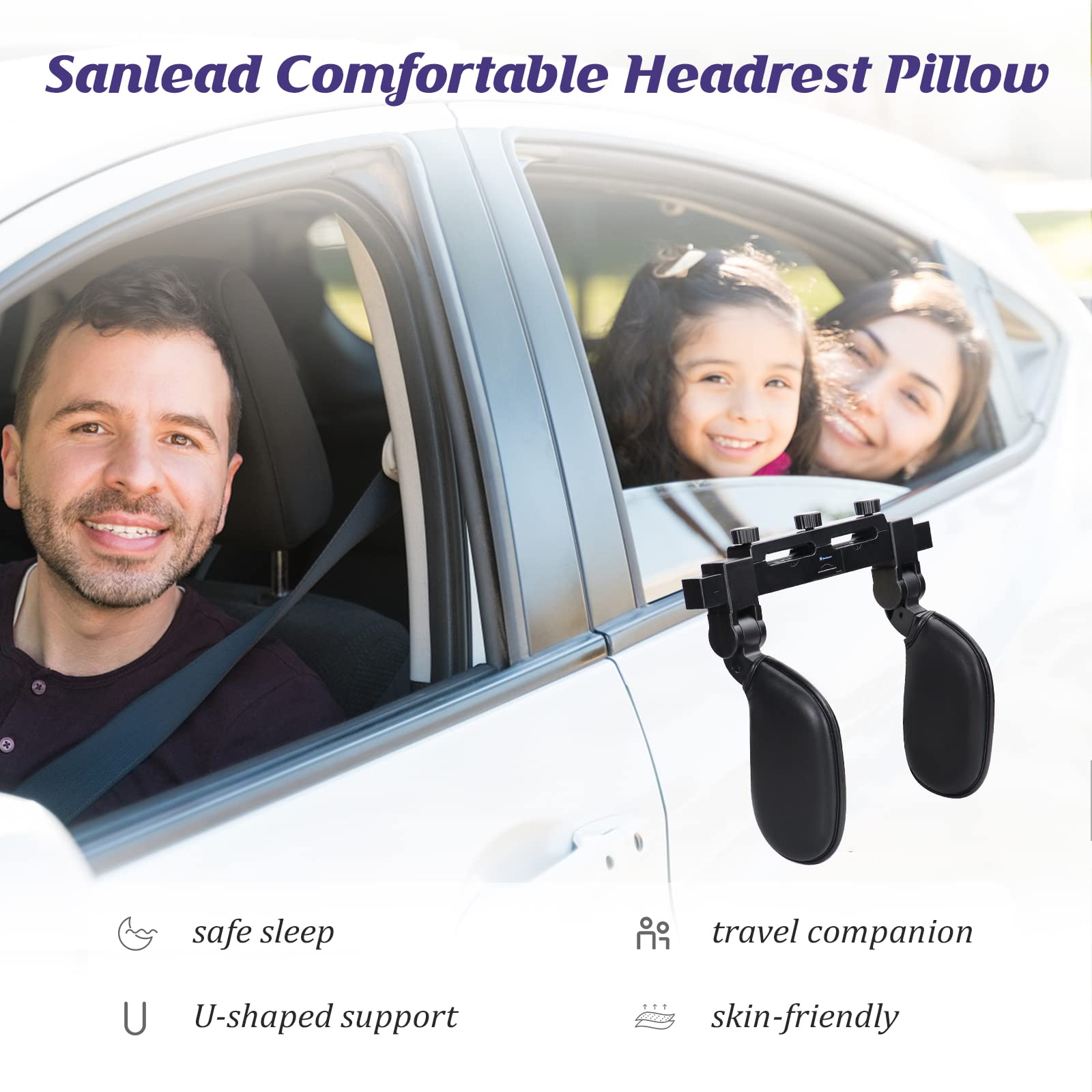 SanLead Car Headrest Pillow Detachable Road Pal Car Seat Headrest Pillow Adjustable Car Seat Headrest Pillow for Kids and Adults