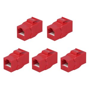 iwillink rj45 cat6 keystone coupler 5-pack, female to female cat6 keystone jack, keystone coupler insert, red