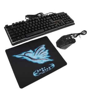 Zyyini Gaming Keyboard and Mouse Mice Pad Set, 19 Keys Three-Colour Backlit Gaming Keyboard,75 Degree Bevel Base,Four DPI 800/1200/1600/2000 Adjustable Mice,for PC Office Gaming Keypad