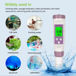 RCYAGO PH Meter, Digital 7 in 1 PH/TDS/EC/ORP/S.G/Salinity/Temp Meter with ATC, 0.01 Resolution High Accuracy PH Tester for Drinking Water, Hydroponics, Fish Tank, Aquarium, Swimming Pool