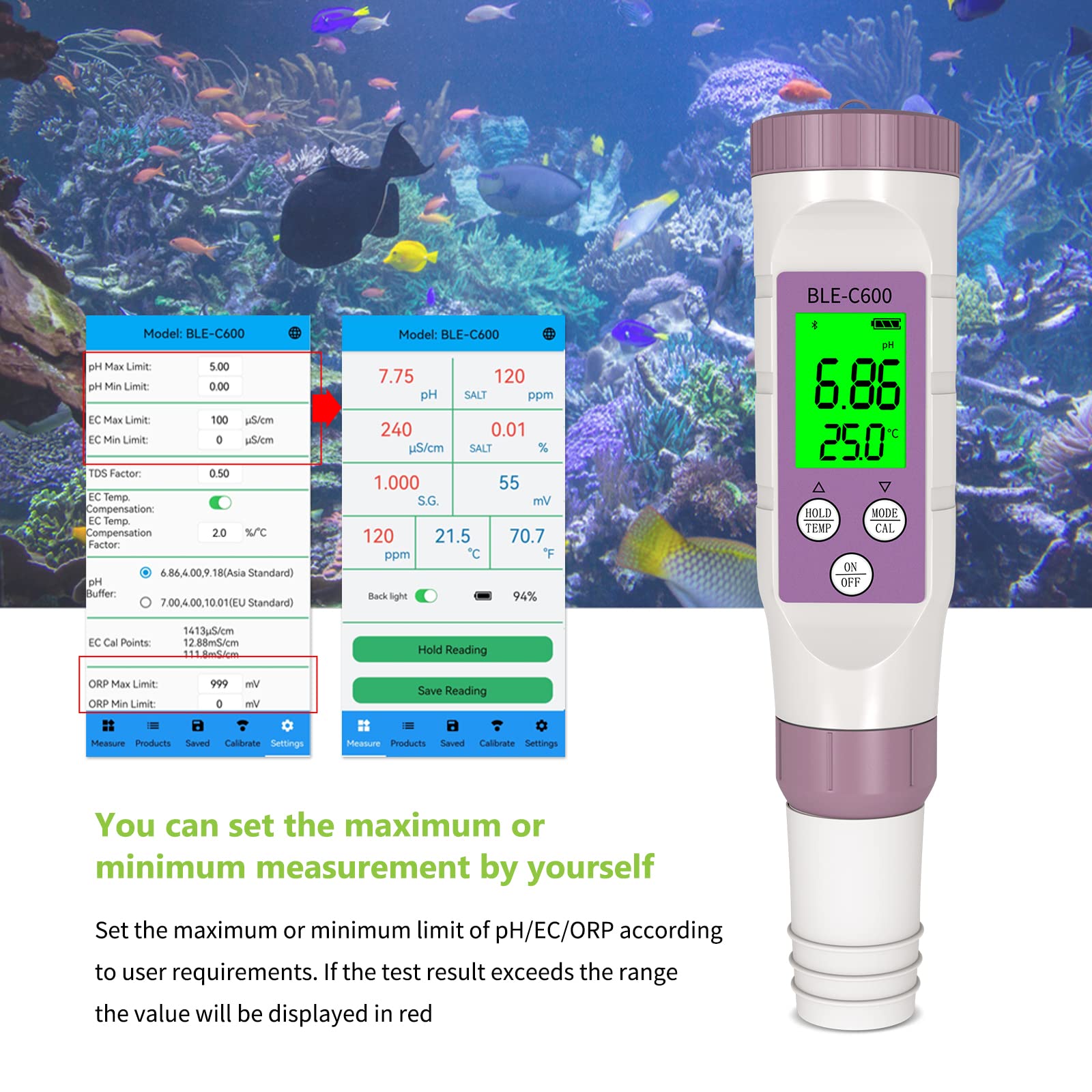 RCYAGO PH Meter, Digital 7 in 1 PH/TDS/EC/ORP/S.G/Salinity/Temp Meter with ATC, 0.01 Resolution High Accuracy PH Tester for Drinking Water, Hydroponics, Fish Tank, Aquarium, Swimming Pool