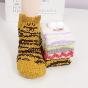 Lovful 4 Pairs Toddler Fuzzy Socks with Grips Baby Winter Socks,0-12Moths