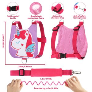 Toddler Leash for Girls, 4-in-1 Toddler Safety Harness Leash, Anti Lost Wrist Link Safety Wrist for Toddlers, Child, Babies & Kids, Backpack Leash for Toddlers (Unicorn)